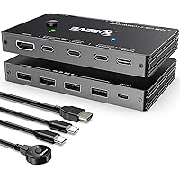 KCEVE Dp Hdmi Kvm Switch 2 Computer 2 Monitors, Dual Monitors Displayport Usb 2.0 Kvm Switcher ...