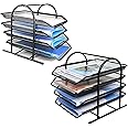 VeleSolv File Desk Organizer,2-Pack 4-Tier Metal Mesh File/Documents ...