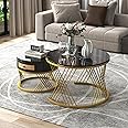 Merax 2-in-1 Round Coffee Table Made of MDF, Nesting Coffee Tables with ...