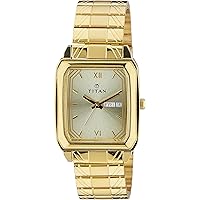 Titan Champagne Dial Analog with Day and Date Stainless Steel Strap ...