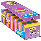 Post-it Notes Super Sticky, Couleurs Carnival, 76 mm x 76 mm, 90 ...