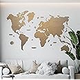MISS MAPS Mapamundi de madera 3D grande para pared. Mapa para marcar ...