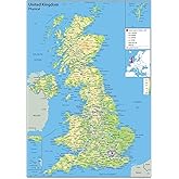 Physical Map of the United Kingdom - Size A2-59.4 x 42 cm - Paper ...