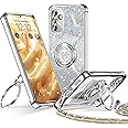 XYZ For Samsung Galaxy A54 5G Case with Strap, Hearts Double Ring Stand Luxury Glitter Mobile ...