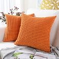 MERNETTE Pack of 2, Corduroy Soft Decorative Square Throw Pillow Cover ...