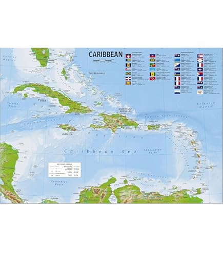 Physical Map Of The Caribbean