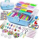 ROSHUKG 45 Colours Loom Bands Kit with 3 Layer Container, Rubber Bands ...