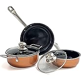 CAROTE Non Stick Pots and Pans Set, Induction Hob Pan Set, 10-Piece Cookware Set Frying Pan Set ...