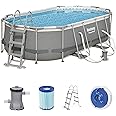 Bestway Power Steel Framepool-Set, oval, mit Filterpumpe & Sicherheitsleiter 427 x 250 x 100 cm ...