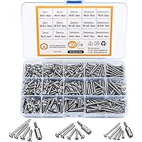 WELLOCKS Assorted Stainless Steel Screws Set 265 PCS M3/M4/M5 Self Tapping Screws Set, Flat Head ...