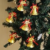 Buy eCraftIndia Christmas Bells Golden Jingle Bells with Red Ribbon ...