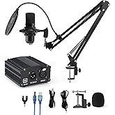 Cezo BM 800 Condenser Microphone Kit Set with V8 Sound Card, Boom Arm Stand, Pop Shield ...