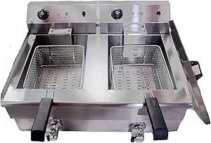 DAVLEX Commercial Chip Fryer, Electric double basket twin tank fish ...