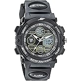 SF Quartz Analog Digital Black Dial Black PU Strap Watch for Men ...