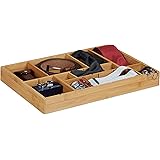 Relaxdays Besteckkasten verstellbar H x B x T: ca. 5 x 48 x 46 cm Schubladeneinsatz aus Bambus ...