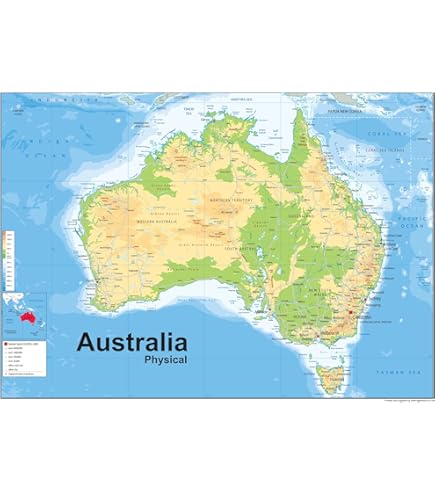 Physical Map Of Australia With Key Australia Oceania Map | Physical