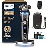 Philips Shaver i9000 Prestige Ultra, Wet & Dry Electric Shaver, Chrome, Skin IQ Pro Technology ...