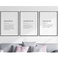 Mindset Ambition Success Quotes set of 3 Unframed Prints, Home Decor ...