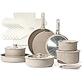 CAROTE 21pcs Pots and Pan Set Non Stick, Nonstick Induction Cookware, Detachable Handle Cookware ...