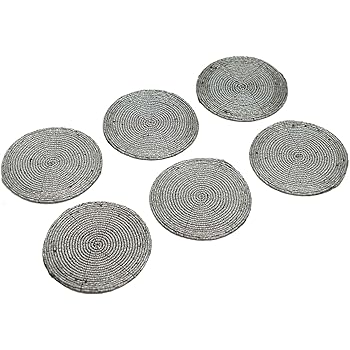 Set Of 4 Silver Colour Beaded Coasters: Amazon.co.uk: Computers ...
