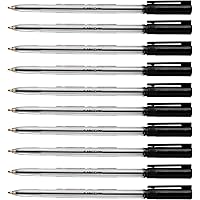 smco 10 BLACK MICRON BALLPOINT PENS BIROS Mircon MEDIUM POINT Ballpoint ...