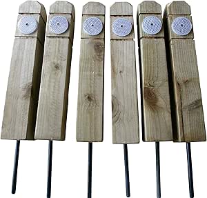 6 x 18 inch (45cm) Timber Reflective Keep Off Grass Verge Posts ...