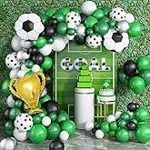 Soccer Party Balloon Garland Arch Kit, Green Black White Metallic ...
