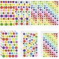 Coloured Dot Stickers, 36 Sheet Different Shapes Coloured Labels Paper ...