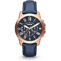 Fossil Men Leather Grant Sport Analog Blue Dial Watch-Fs5237, Band ...