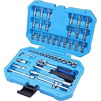 Taparia Alloy Steel Sa46 Steel Socket Set (Blue, 46-Pieces)&S23M/S23H 1 ...
