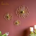 DECOR SEA® Gold Metal Wall Decor Three Piece Wall Art Metal Flower Wall ...