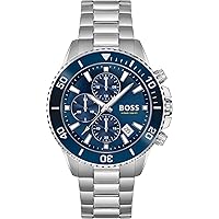 BOSS Chronograph Quartz Watch for Men with Silver Stainless Steel ...