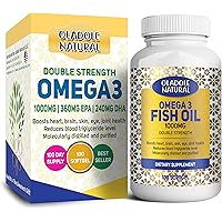 NBL Natural Omega 3 Fish Oil 2000 mg 360 EPA 240 DHA Double Strength ...