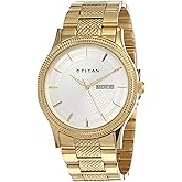 Titan Quartz Analog with Date Silver Dial Stainless Steel Strap Watch ...
