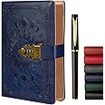 ZXHQ Lock Diary with Pen, A5 Ruled 240 Pages PU Leather Journal with Lock, Refillable Hardcover ...