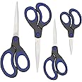 Rapesco 1578 Soft Grip Handle Scissors, Black/Blue, Set of 4 : Amazon ...