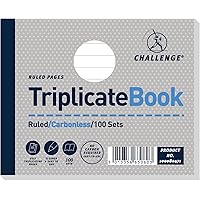 Challenge Triplicate Book, Carbonless, 100 Pages, 5 pack (210 x 130 mm ...