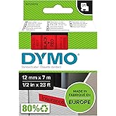DYMO Authentic D1 Labels | Black Print on White Tape | 12 mm x 7 m | Self-Adhesive Labels for ...
