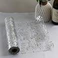 Silver Table Runner 15M, 28cm Width Hollow Metallic Glitter Sequin ...