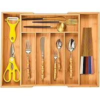MASS DYNAMIC Bamboo Cutlery Tray, Expandable Drawer Organiser, Space ...
