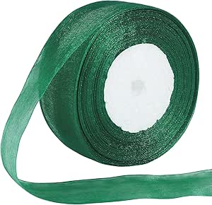 Green Sheer Ribbon, 40mm x 50 Yards Double Faced Sheer Chiffon Ribbon ...