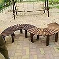 Outdoor Half Round Bench, Solid Wood Curved Benches, Semi Circle Wrap ...