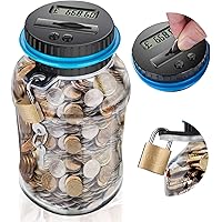 Digital Coin Bank, Jeowoqao Coin Counting Jar with LCD Display, 1.8L ...