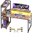 DESKIZIA Gaming Desk with Shelves – Reversible Computer Desk with ...