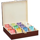 Relaxdays Box Porta tè e Tisane, 6 Scomparti, con Coperchio, 9x22x14,5 ...