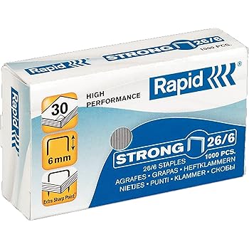 Rapid Agrafes Standard 24/6, Longueur 6 mm, 1000 Agrafes, Agrafe jusqu'à 20 feuilles, Fil ...