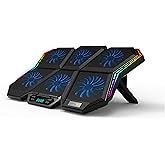 TopMate C11 Laptop Cooling Pad RGB Gaming Notebook Cooler, Laptop Fan Stand Adjustable Height ...