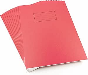 Silvine A4 Red Exercise Book, Lined With Margin - 80 Pages (Pack of 10 ...