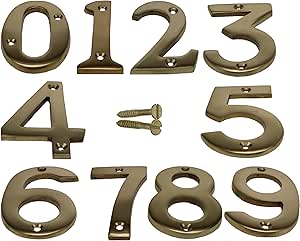 Brass House Door Number Numeric Digits Plate Plates Plaque Gold Sign ...