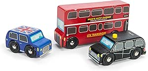 Le Toy Van Wooden Little London Themed Vehicle Set Iconic Red Bus ...